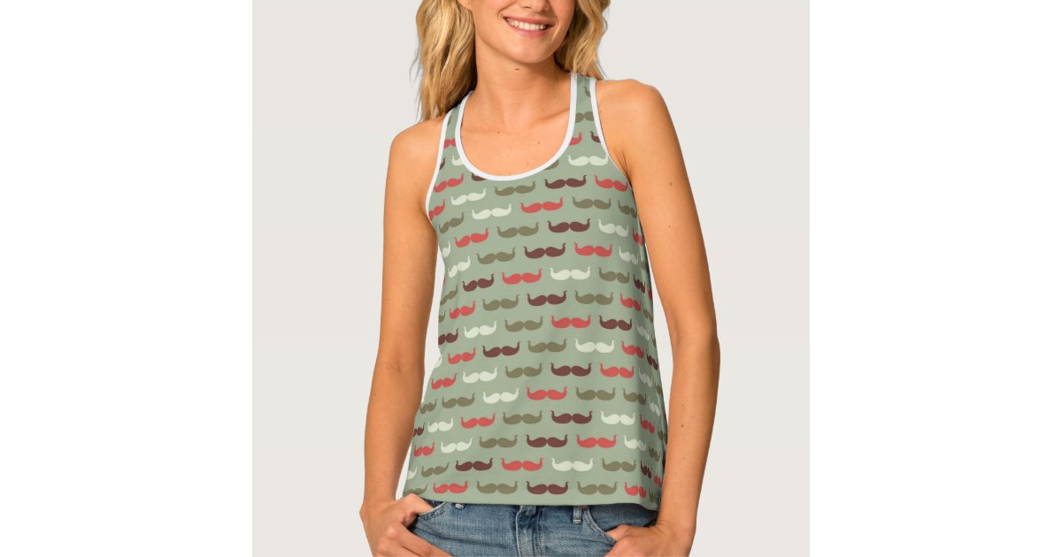Vintage pattern with mustache tank top | Zazzle