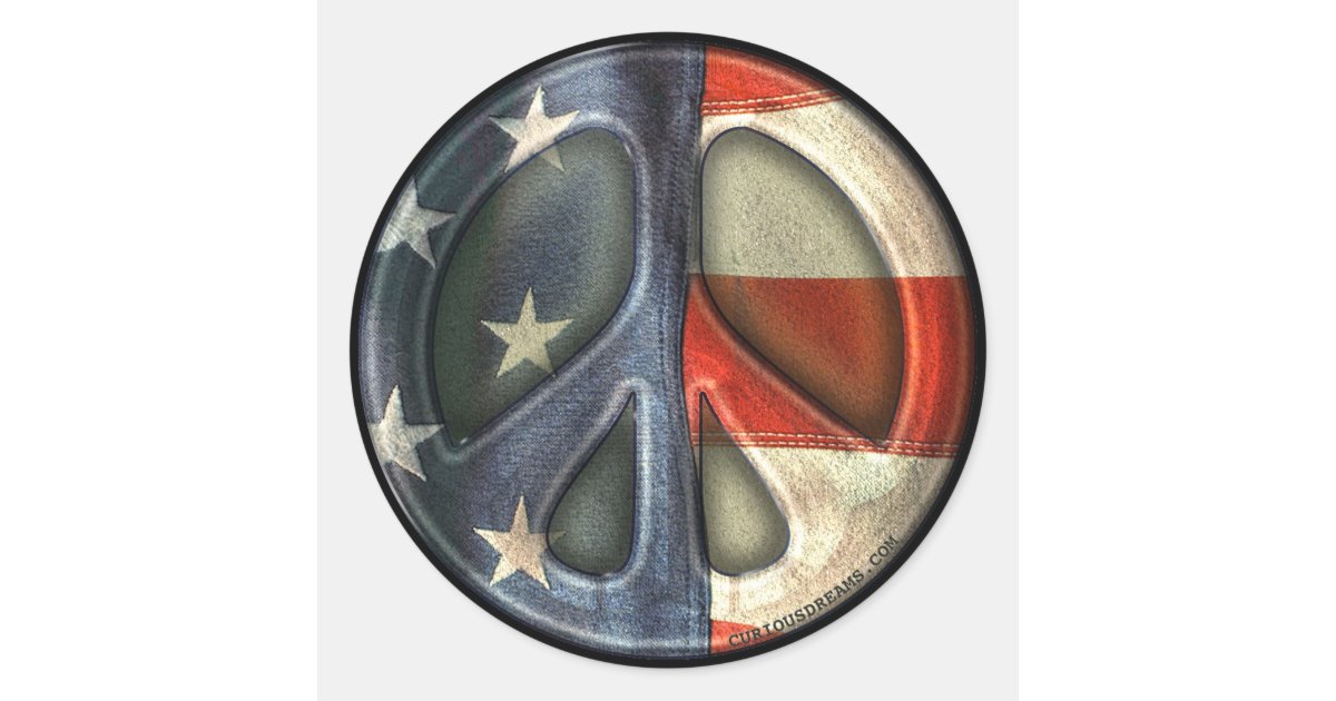 Vintage Peace sign Classic Round Sticker | Zazzle