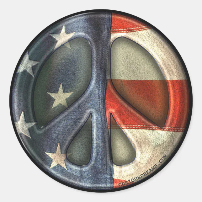 Vintage Peace sign Classic Round Sticker | Zazzle