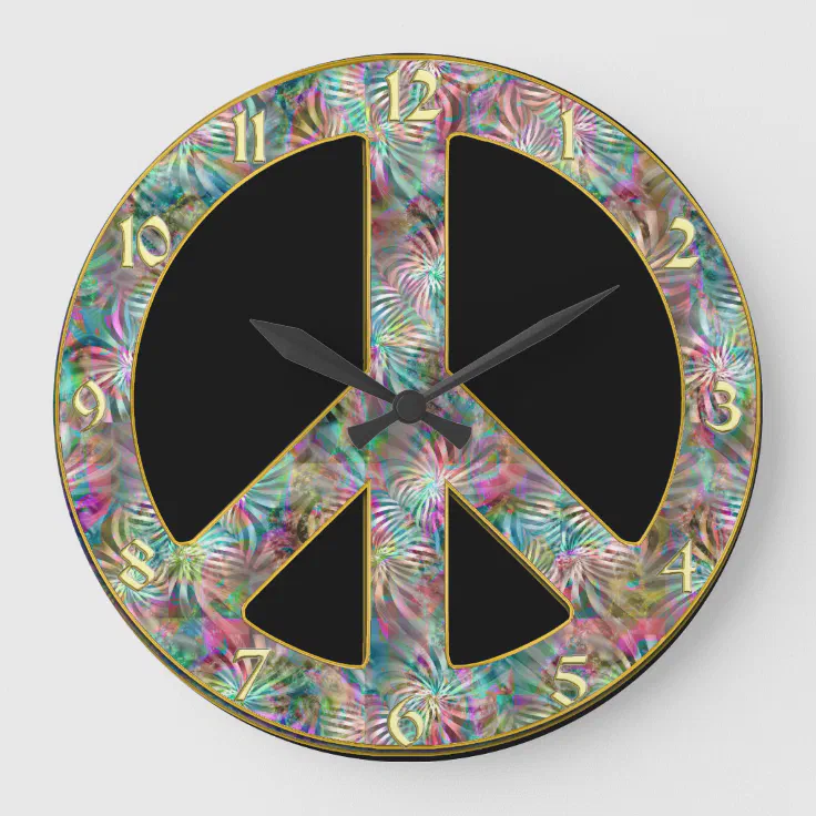 Vintage Peace Sign Clock | Zazzle