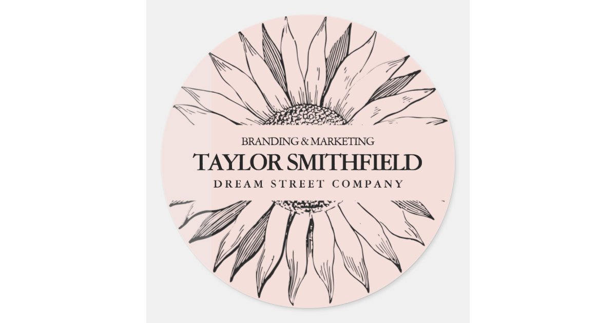 Vintage Peach Floral Sunflower Classic Round Sticker | Zazzle