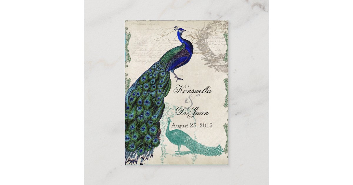 Vintage Peacock 5 - Driving Directions Information Enclosure Card | Zazzle