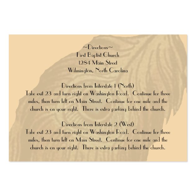 Vintage Peacock Directions Insert Cards Business Card Templates