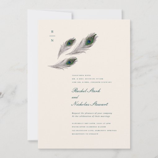 Vintage Peacock Feather Wedding Invitation | Zazzle