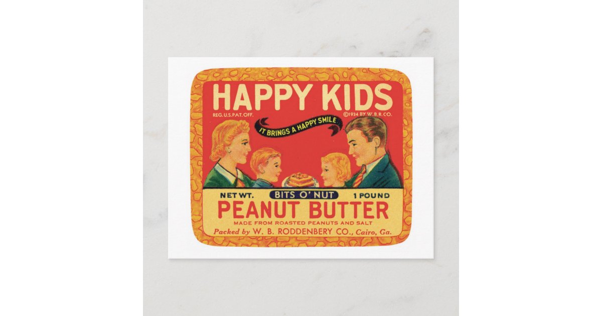 Vintage Peanut Butter Food Product Label Postcard | Zazzle