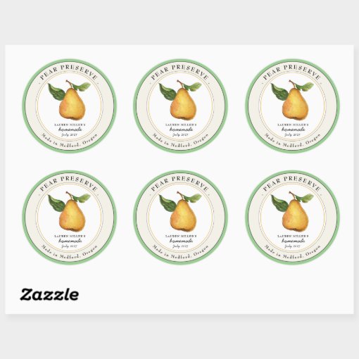 Vintage Pear Preserve Jam jar Canning label | Zazzle