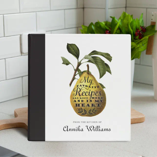 Vintage Pear Recipe Binder | Zazzle