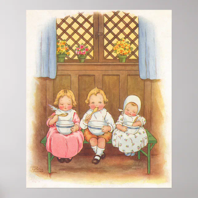 Vintage Pease Porridge Hot Childrens Nursery Rhyme Poster | Zazzle