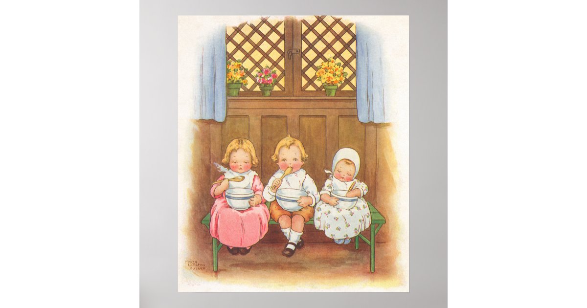 Vintage Pease Porridge Hot Childrens Nursery Rhyme Poster | Zazzle