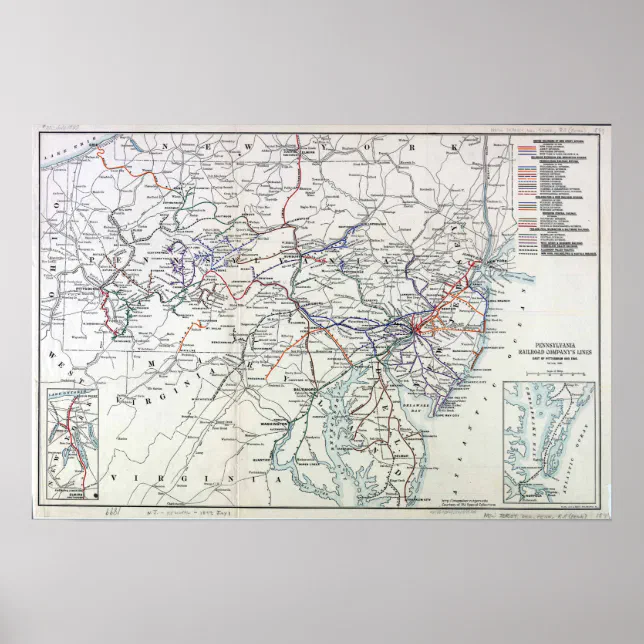 Vintage Pennsylvania Railroad Route Map Poster | Zazzle