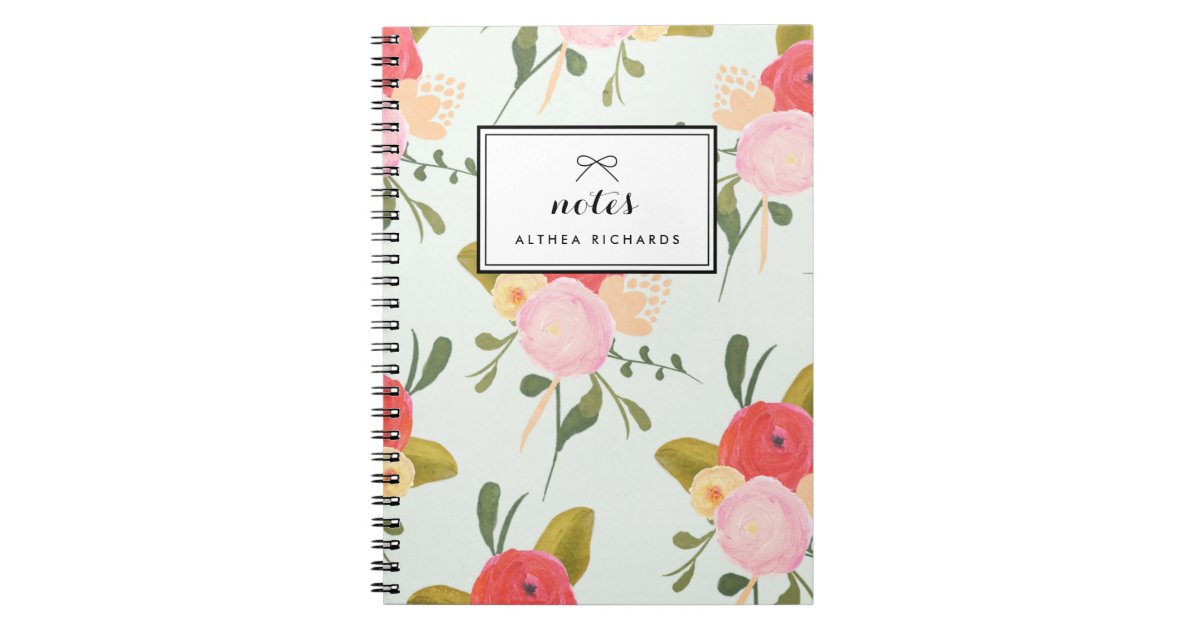 Vintage Peonies Pattern Personalized Notebook | Zazzle