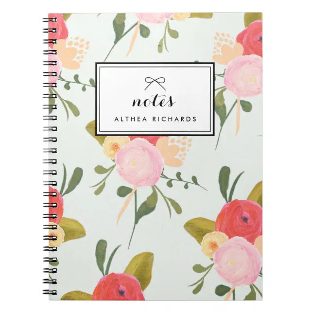 Vintage Peonies Pattern Personalized Notebook | Zazzle