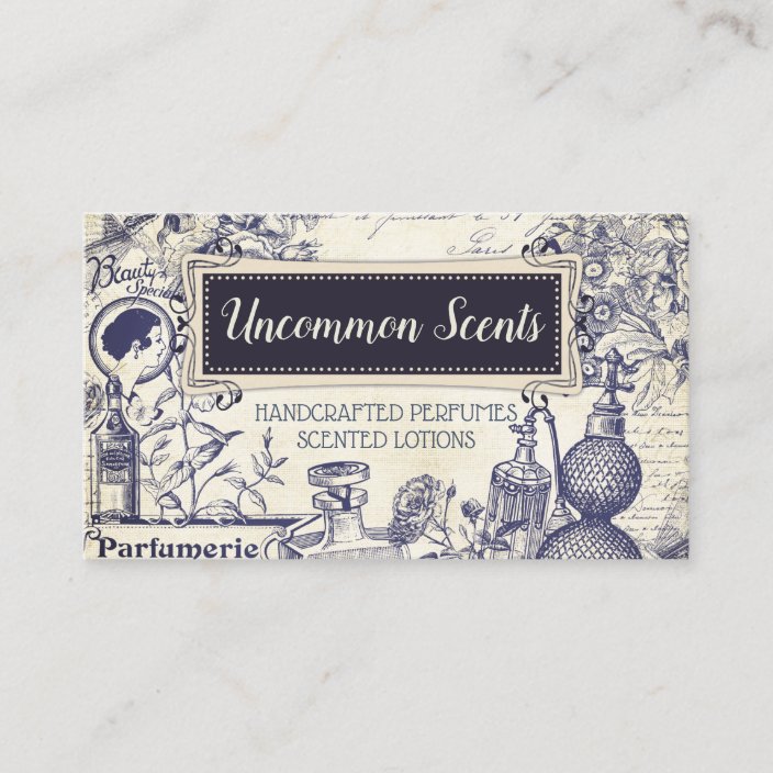 Vintage perfume scents lotions business card | Zazzle.com