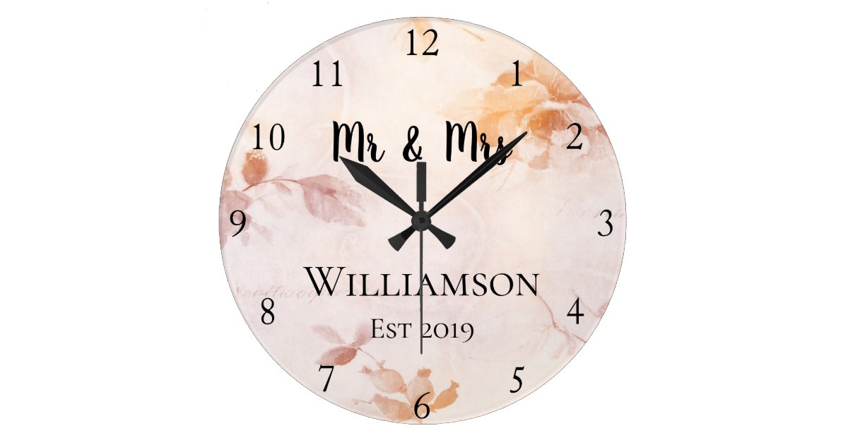Vintage Personalized Antique Floral Custom Large Clock | Zazzle.com