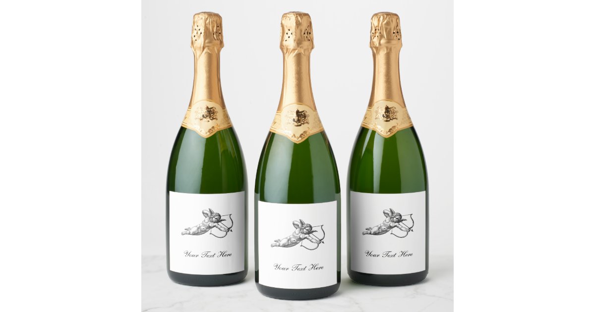 Vintage Personalized Cherub Cupid Love Sparkling Wine Label | Zazzle