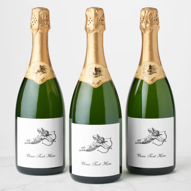 Vintage Personalized Cherub Cupid Love Sparkling Wine Label | Zazzle