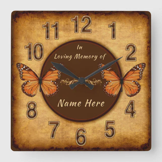 Vintage Personalized In Loving Memory Gifts Square Wall Clock | Zazzle