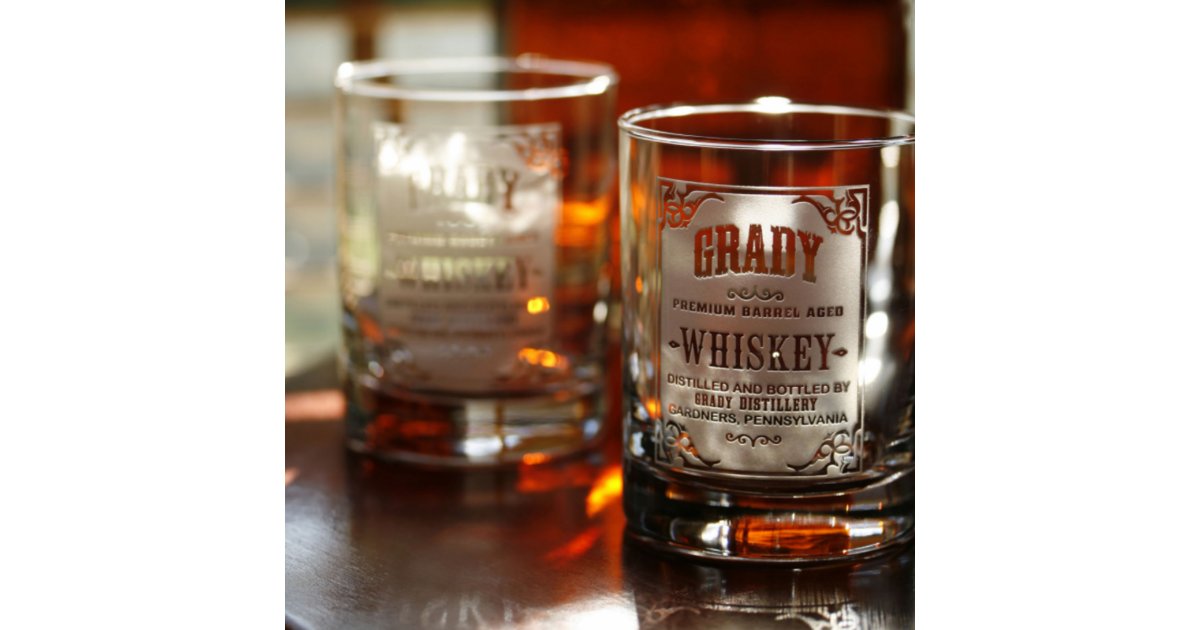 Vintage Personalized Whiskey Label Rocks Glass | Zazzle