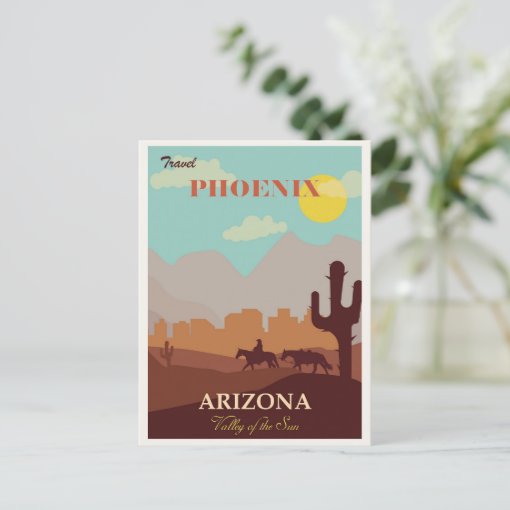 Vintage Phoenix Arizona Travel Poster Postcard | Zazzle