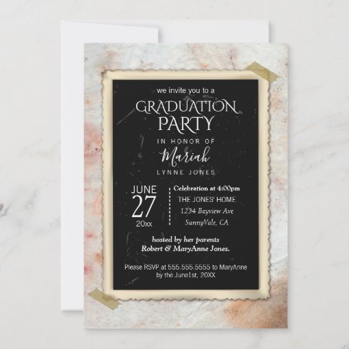 Vintage PHOTO Frames Then and Now Graduation Invitation | Zazzle