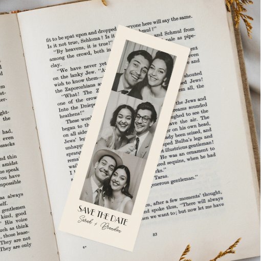 Vintage Photobooth Bookmark Qrcode Save the Date Calling Card | Zazzle
