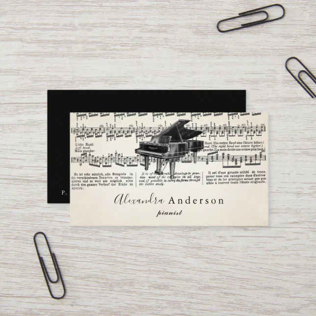 Vintage Pianist Music Teacher Business Card Zazzle
