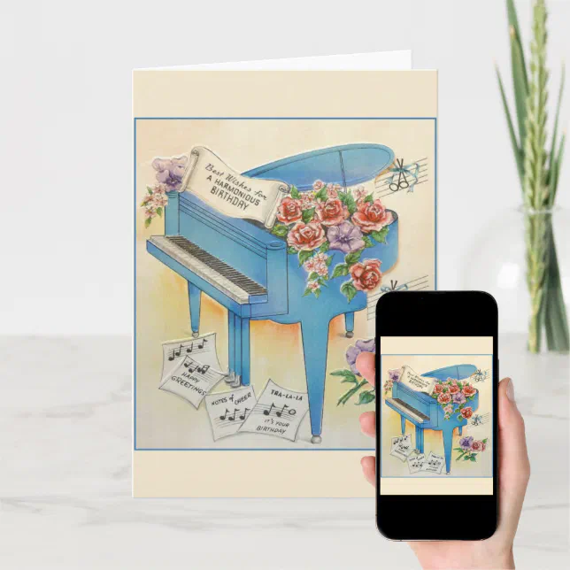 Vintage Piano Music Birthday Greeting Card | Zazzle