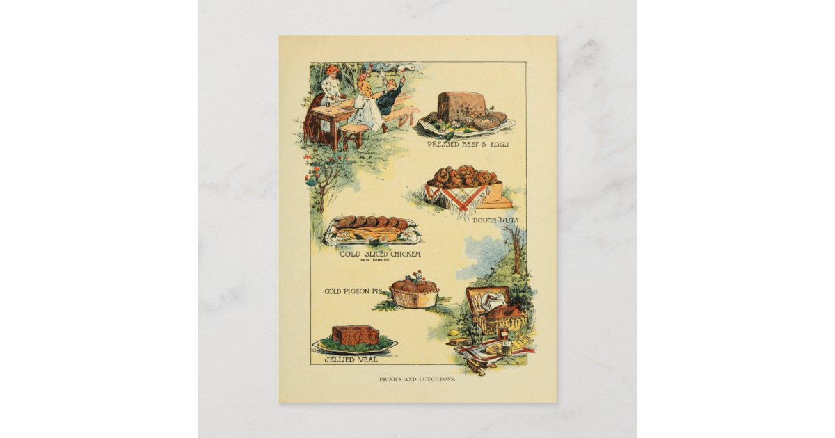 Vintage Picnic Foods Chart from 1902 Postcard | Zazzle