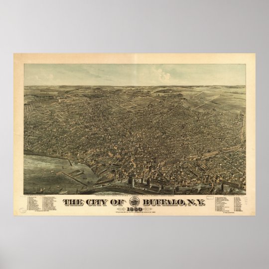 Vintage Pictorial Map of Buffalo New York (1880) Poster | Zazzle.com