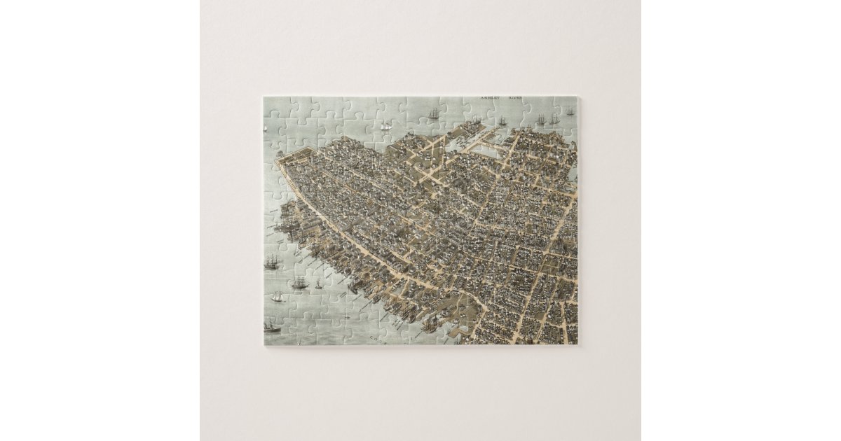 Vintage Pictorial Map of Charleston (1872) Jigsaw Puzzle | Zazzle
