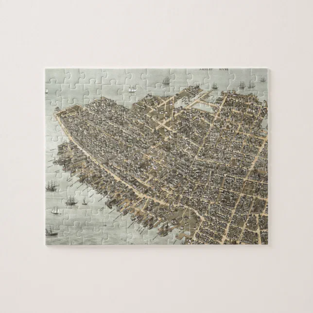 Vintage Pictorial Map of Charleston (1872) Jigsaw Puzzle | Zazzle