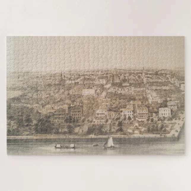 Vintage Pictorial Map of Charleston SC (1851) Jigsaw Puzzle | Zazzle
