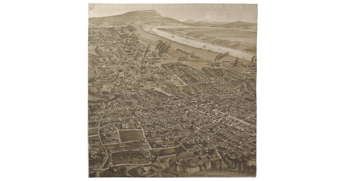 Vintage Pictorial Map of Chattanooga (1886) Napkin | Zazzle