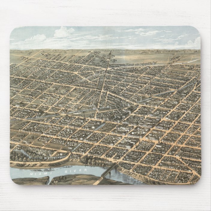Vintage Pictorial Map of Dayton Ohio (1870) Mouse Pad | Zazzle