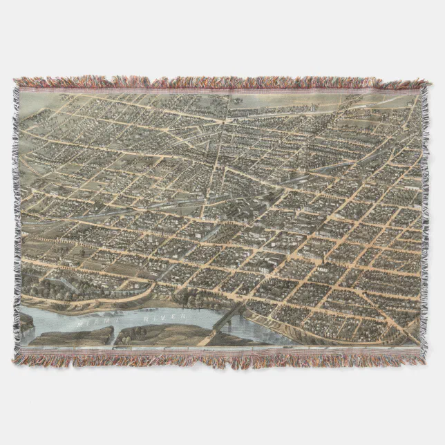 Vintage Pictorial Map of Dayton Ohio (1870) Throw Blanket | Zazzle