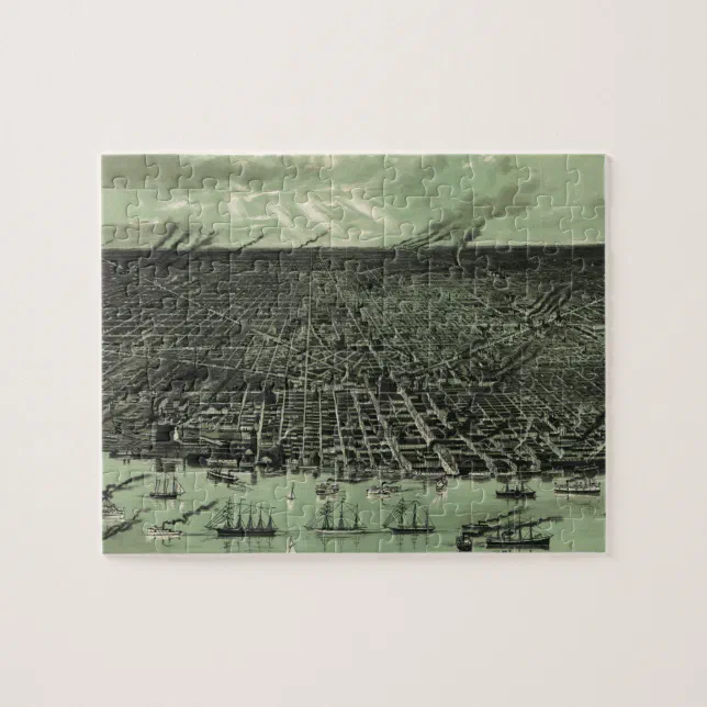 Vintage Pictorial Map of Detroit Michigan (1889) Jigsaw Puzzle | Zazzle