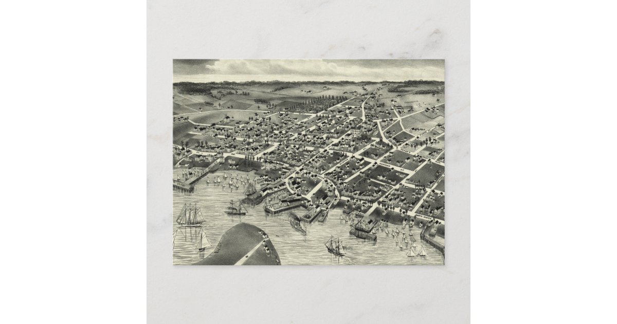 Vintage Pictorial Map of Edgartown MA (1886) Postcard | Zazzle