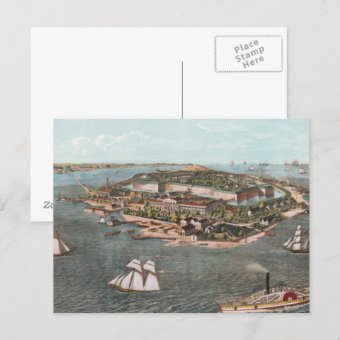 Vintage Pictorial Map of Fort Monroe Virginia Postcard | Zazzle