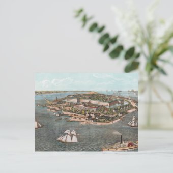 Vintage Pictorial Map of Fort Monroe Virginia Postcard | Zazzle