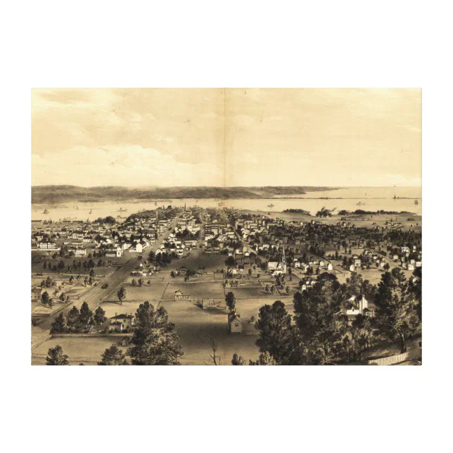 Vintage Pictorial Map of Hamilton Ontario (1859) Canvas Print | Zazzle