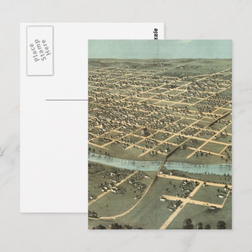 Vintage Pictorial Map of Iowa City (1868) Postcard | Zazzle