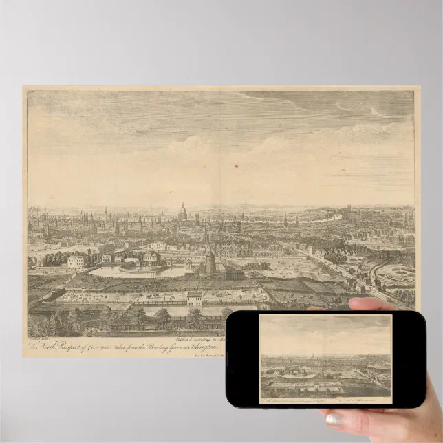 Vintage Pictorial Map of London England (1750) Poster | Zazzle