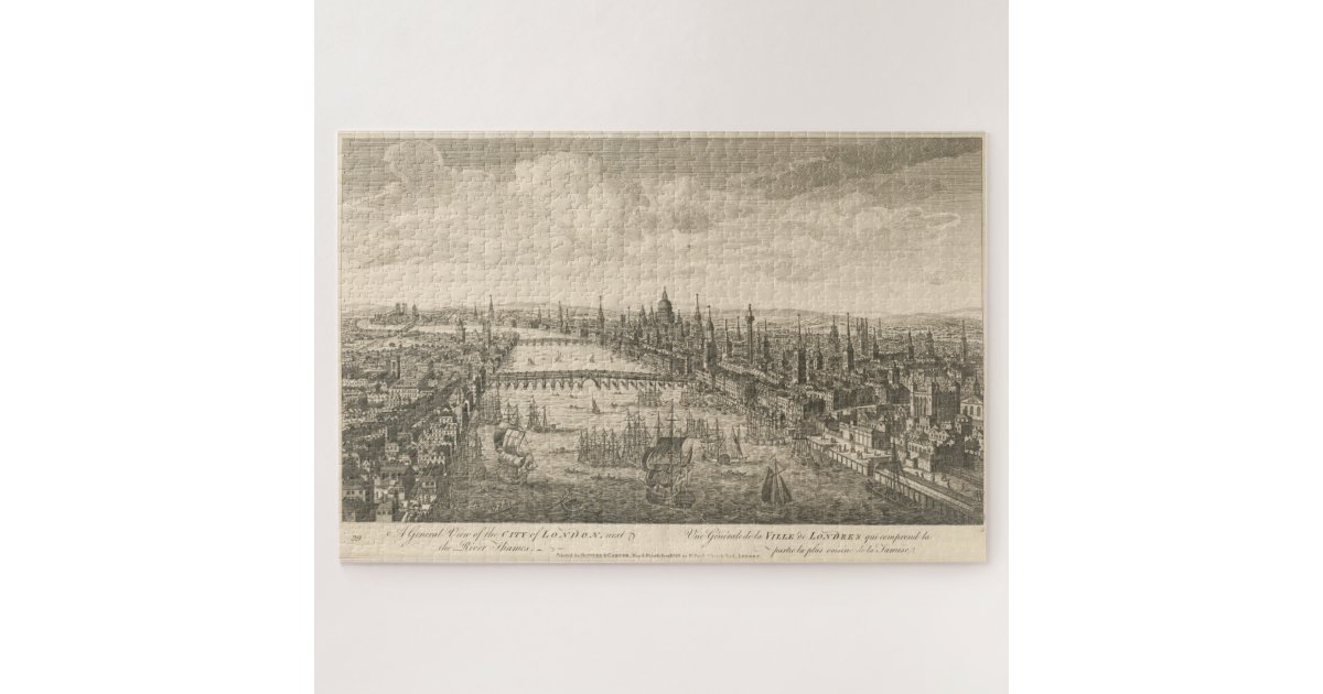 Vintage Pictorial Map of London & The Thames 1760 Jigsaw Puzzle | Zazzle