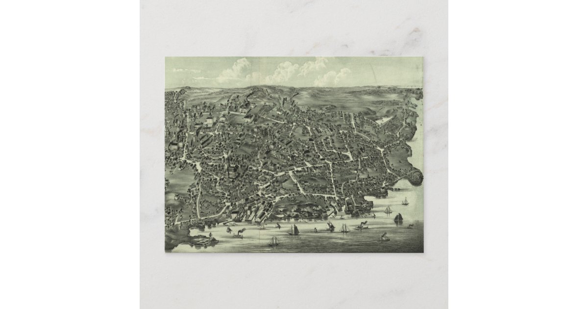 Vintage Pictorial Map of Marblehead MA (1882) Postcard | Zazzle