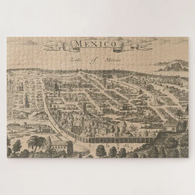 Vintage Pictorial Map of Mexico City (1890) Jigsaw Puzzle | Zazzle