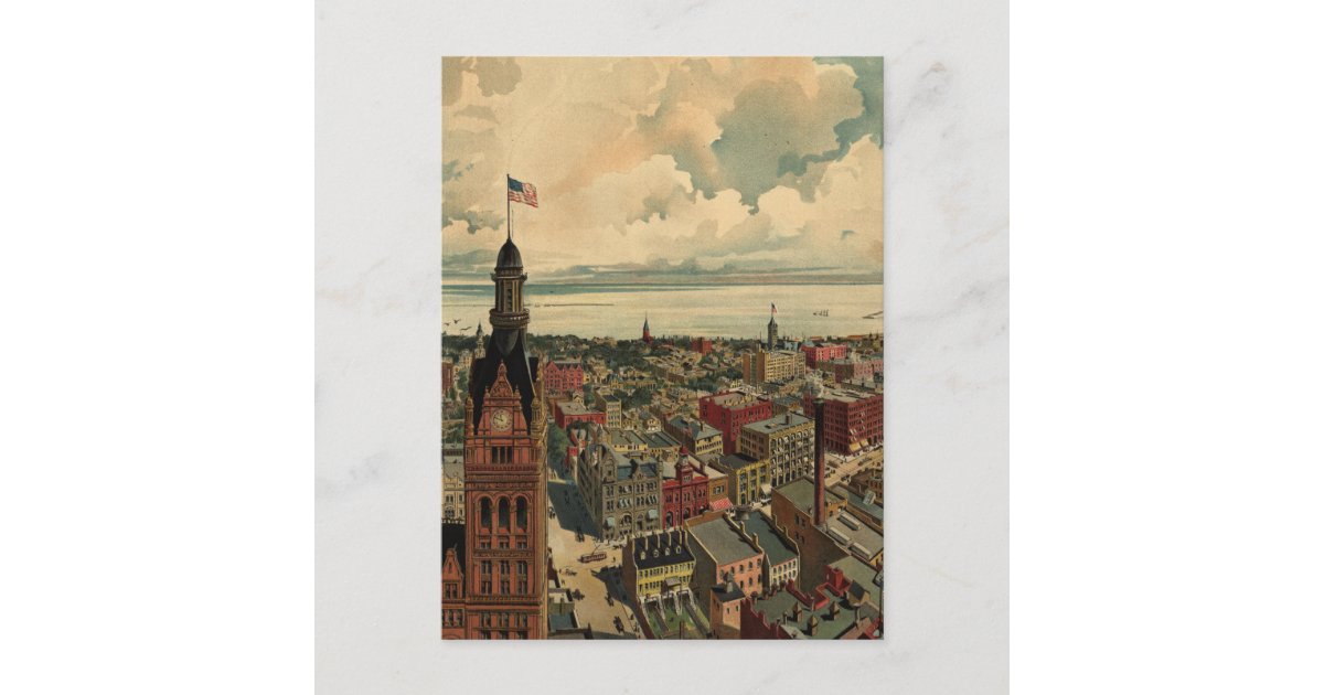 Vintage Pictorial Map of Milwaukee WI (1898) Postcard | Zazzle