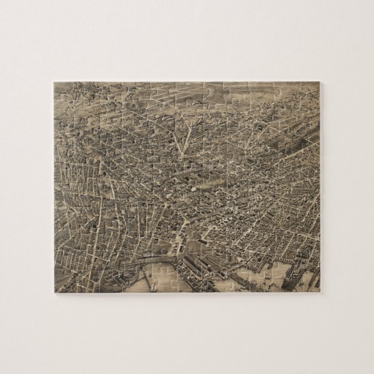 Vintage Pictorial Map of New Haven CT (1879) Jigsaw Puzzle | Zazzle