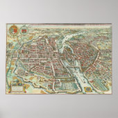 Vintage Pictorial Map of Paris (1615) Poster | Zazzle