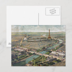Vintage Pictorial Map of Paris (1900) Postcard | Zazzle