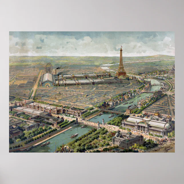 Vintage Pictorial Map of Paris (1900) Poster | Zazzle